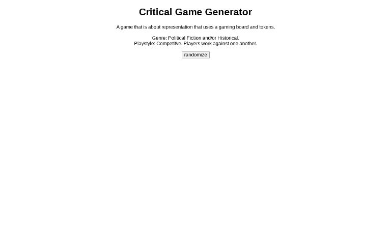 Critical Game Generator