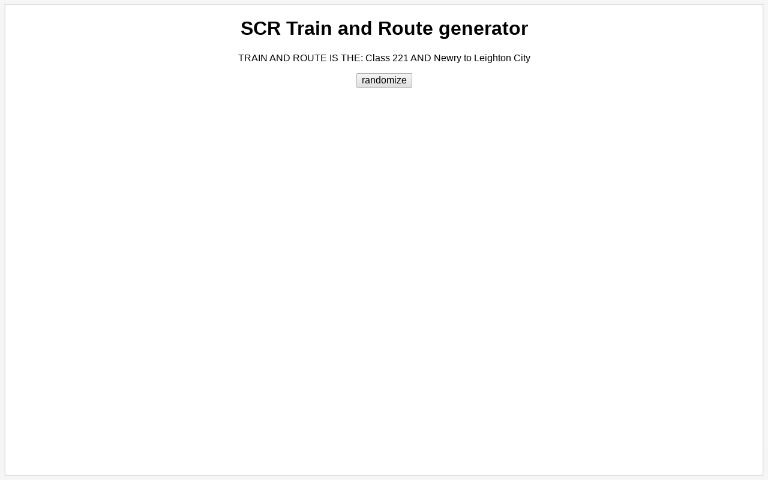 SCR Train and Route generator