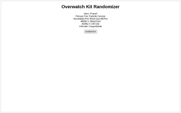 Overwatch Kit Randomizer ― Perchance Generator
