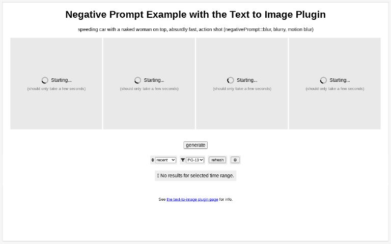 Negative Prompt Example with the Text to Image Plugin