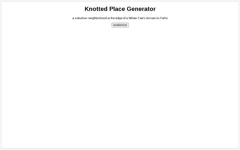 Knotted Place Generator