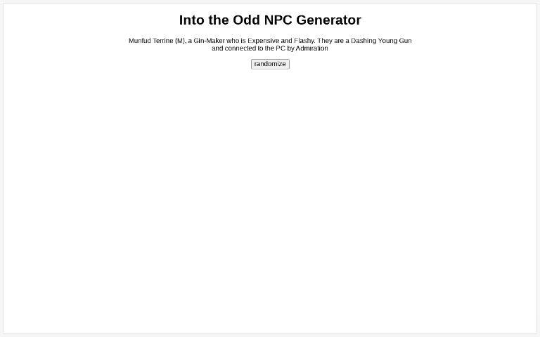 Into the Odd NPC Generator