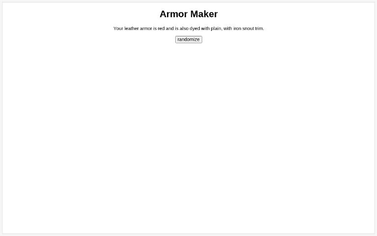 Armor Maker ― Perchance Generator
