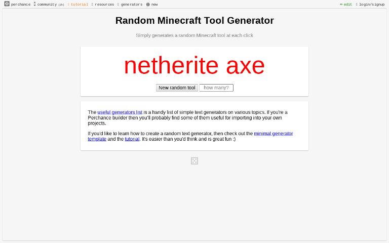 Random Minecraft Tool Generator