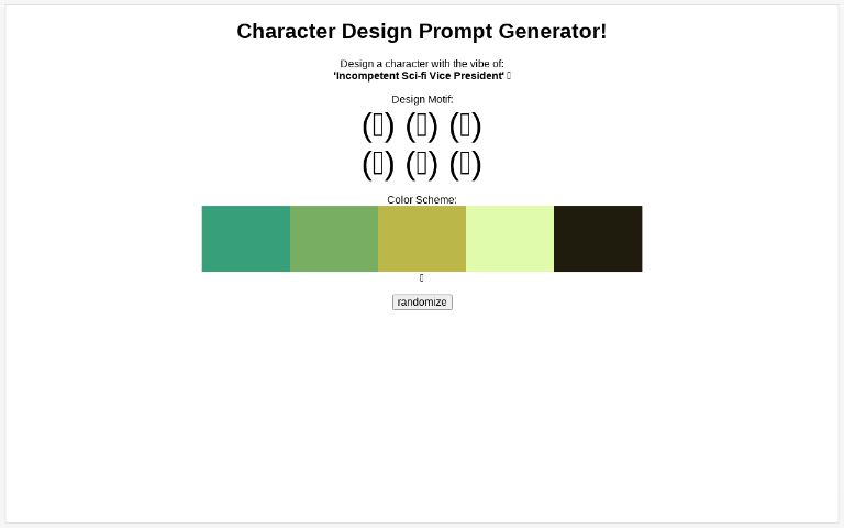 Character Design Prompt Generator!