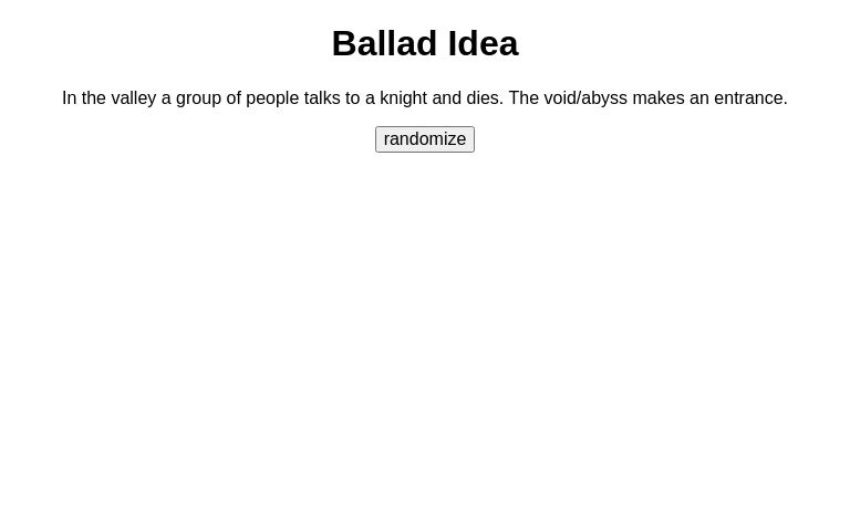 Ballad Idea ― Perchance Generator