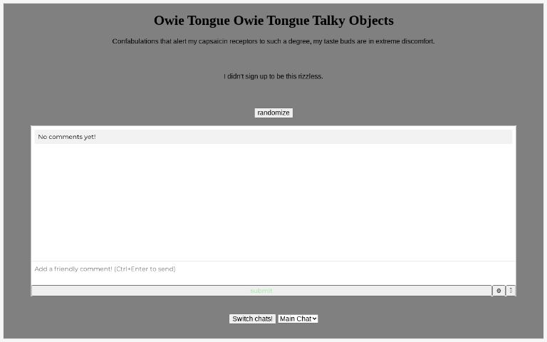 Owie Tongue Owie Tongue Talky Objects ― Perchance Generator