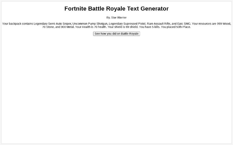 Fortnite Battle Royale Text Generator