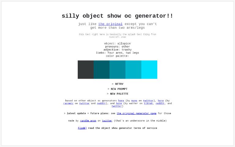 silly object show oc generator!!