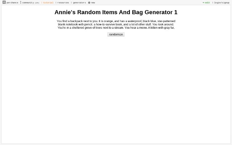 Annie's Random Items And Bag Generator 1