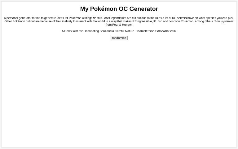 My Pokémon OC Generator