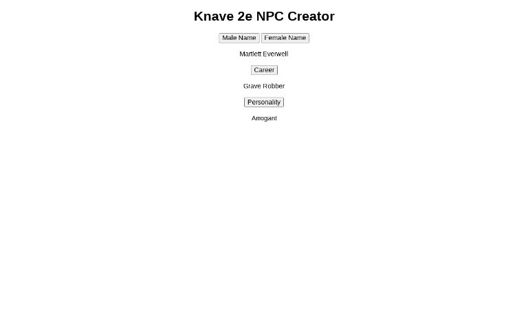 Knave 2e NPC Creator ― Perchance Generator