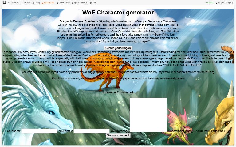WoF Character generator