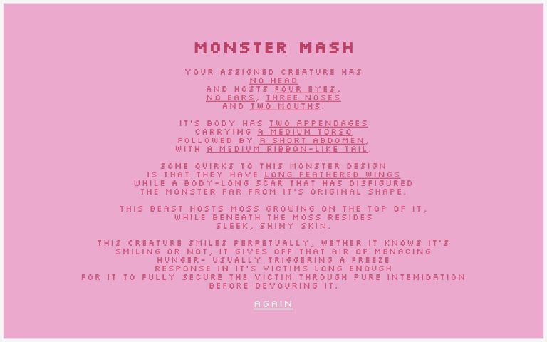 Monster Mash ― Perchance Generator