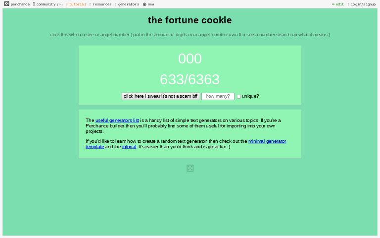 the fortune cookie ― Perchance Generator