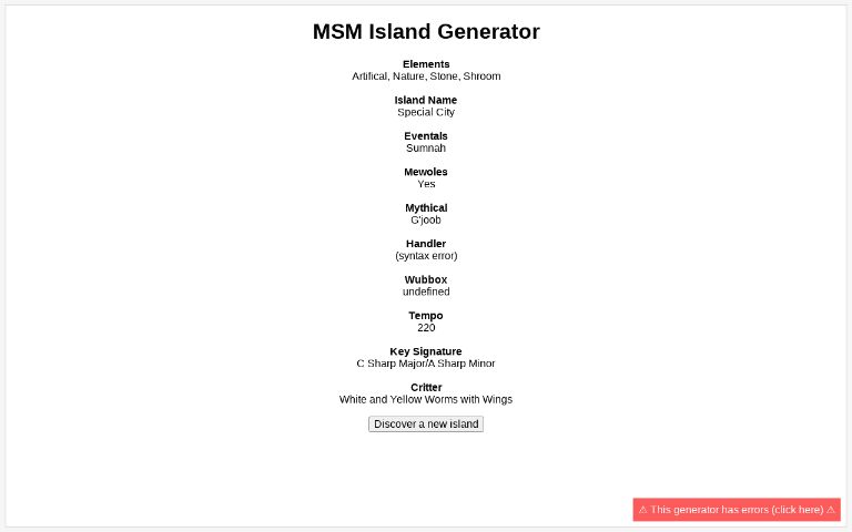 MSM Island Generator