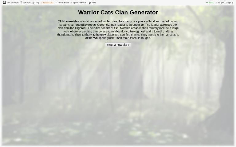 Warrior Cats Clan Generator