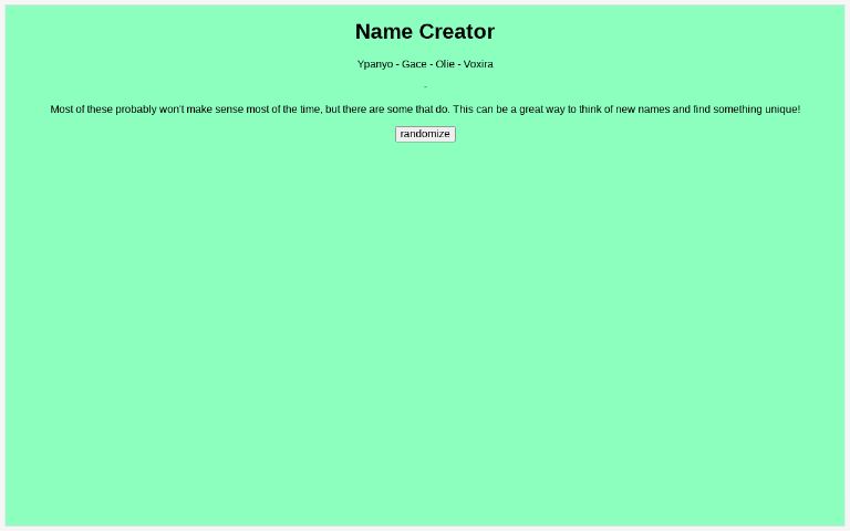 Name Creator ― Perchance Generator