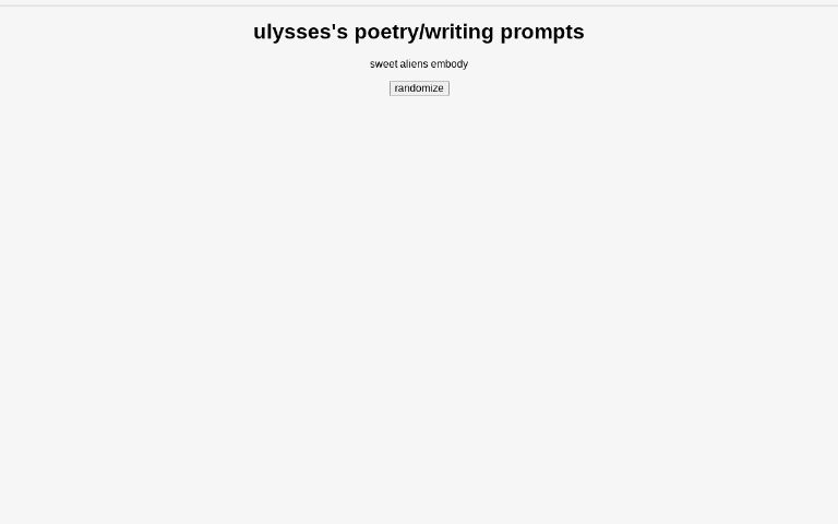 ulysses's poetry/writing prompts ― Perchance Generator