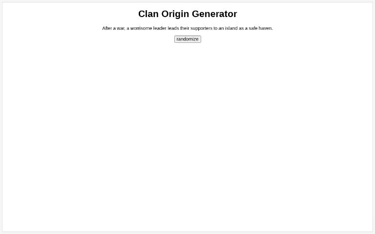 Clan Origin Generator