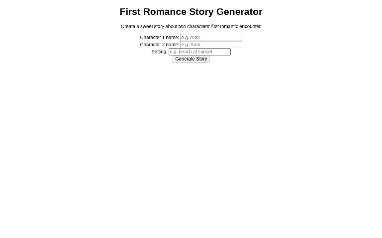 First Romance Story Generator