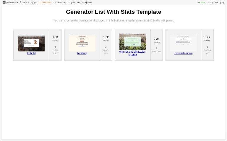 Generator List With Stats Template