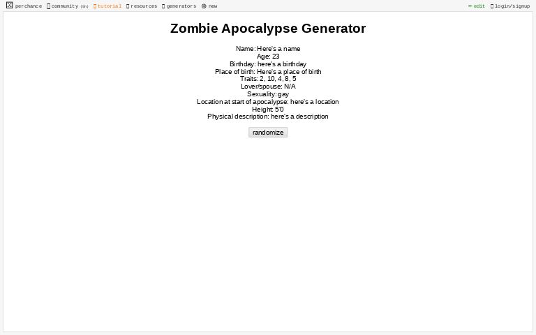 Zombie Apocalypse Generator