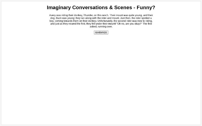 Imaginary Conversations & Scenes - Funny? ― Perchance Generator