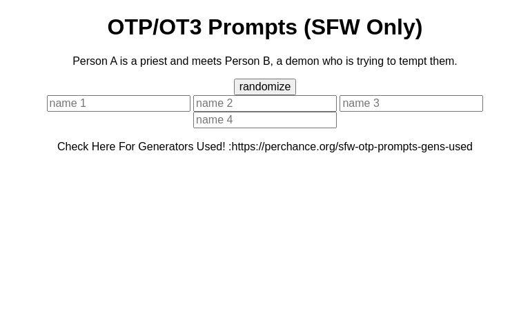 OTP/OT3 Prompts (SFW Only) ― Perchance Generator