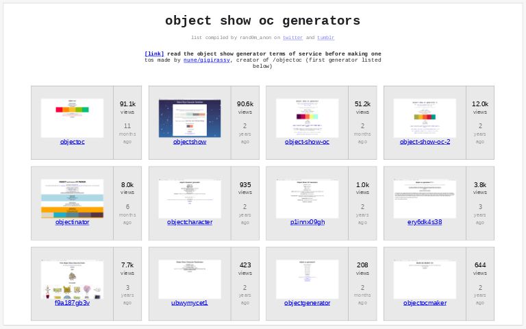 object show oc generators