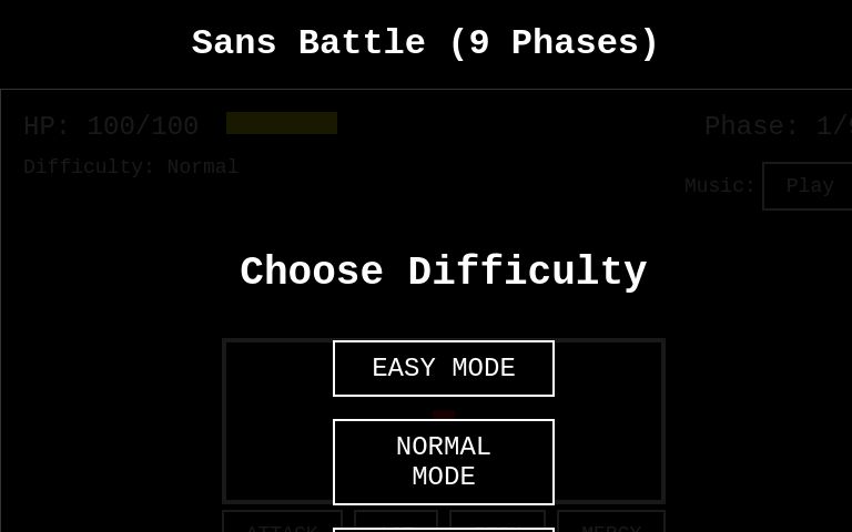 Sans Battle (9 Phases) ― Perchance Generator