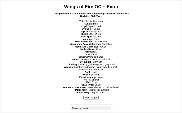 Wings of Fire OC + Extra ― Perchance Generator