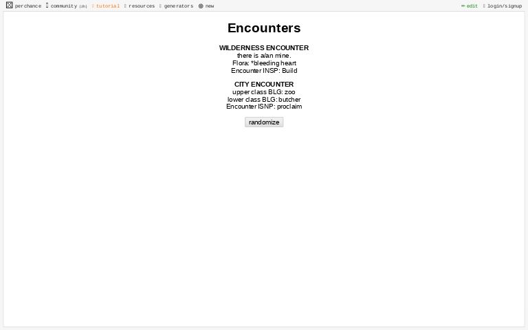 Encounters ― Perchance Generator