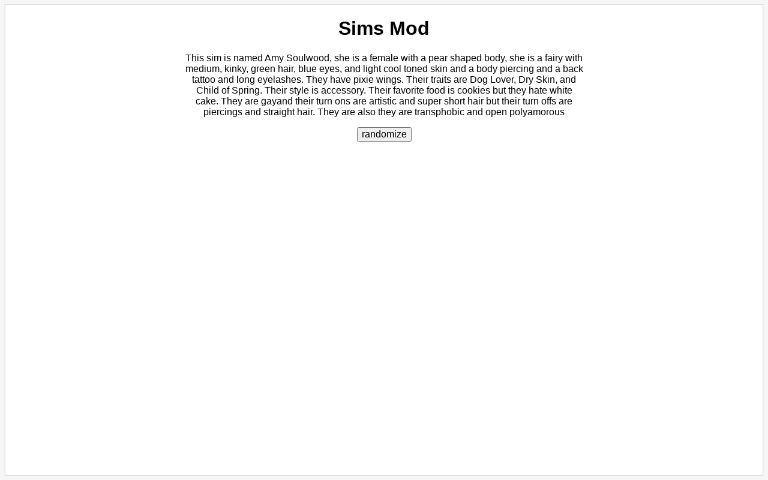 Sims Mod ― Perchance Generator