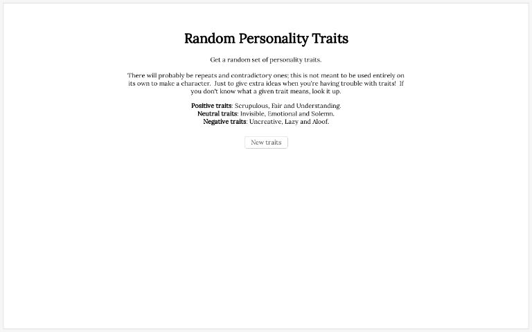 Random Personality Traits ― Perchance Generator