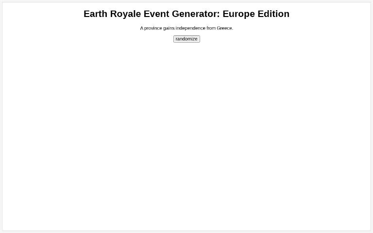 Earth Royale Event Generator: Europe Edition