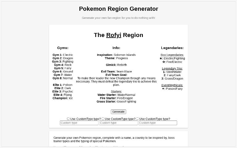 Pokemon Region Generator