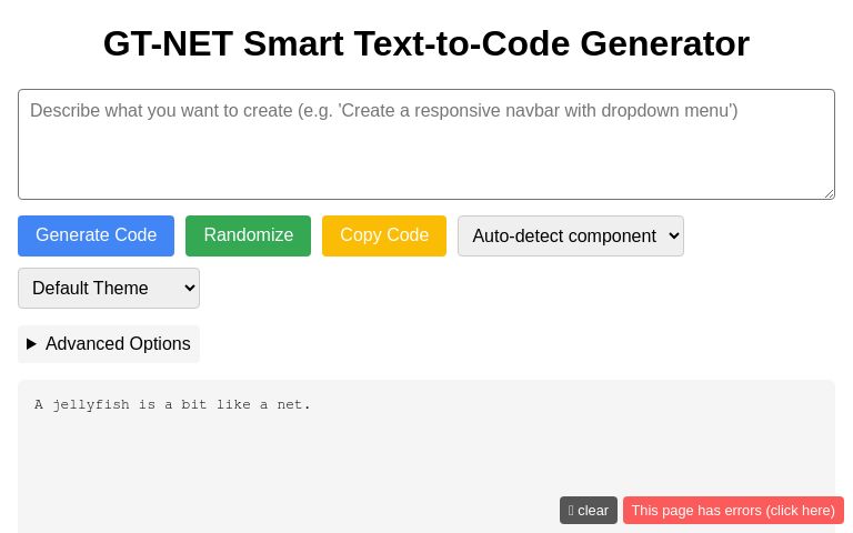 GT-NET Smart Text-to-Code Generator
