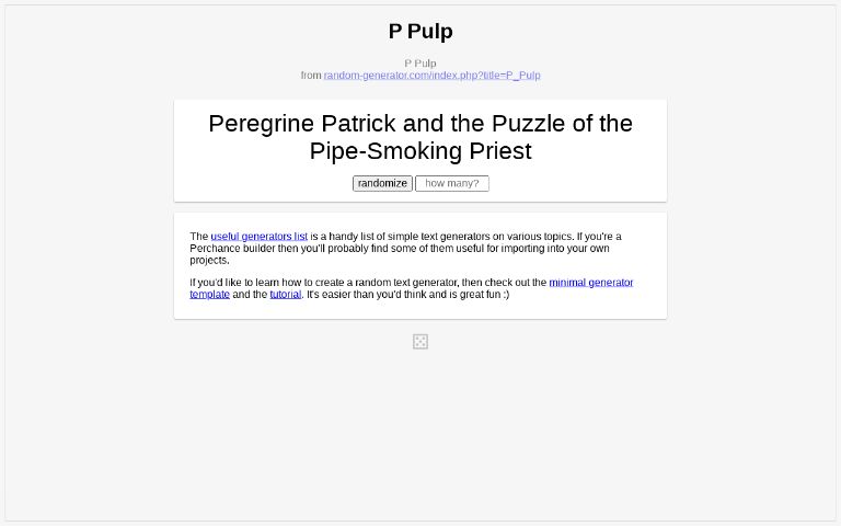 P Pulp ― Perchance Generator