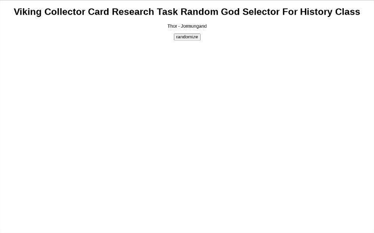 Viking Collector Card Research Task Random God Selector For History Class ― Perchance Generator