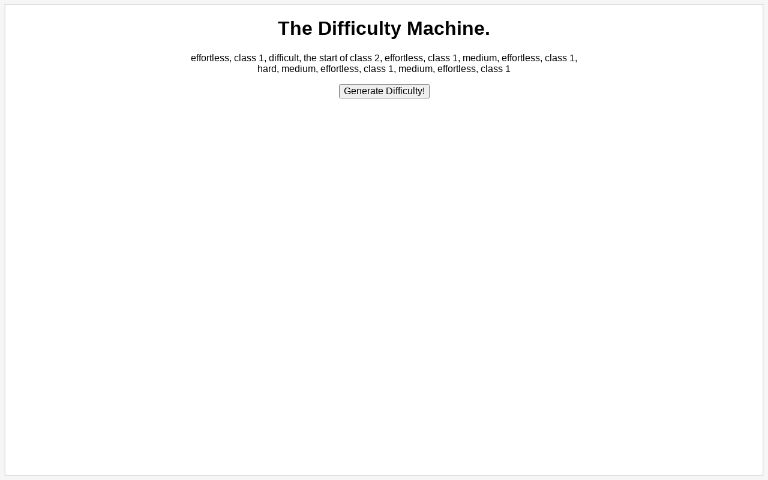 The Difficulty Machine. ― Perchance Generator