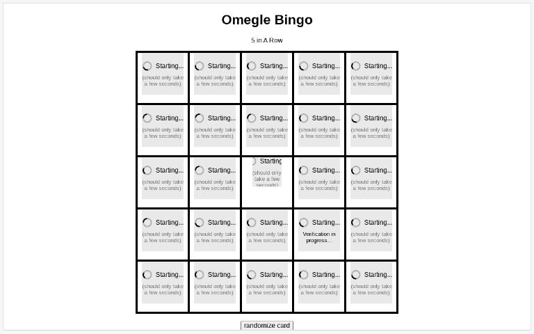 Omegle Bingo ― Perchance Generator