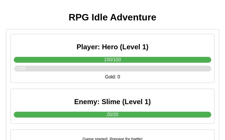 RPG Idle Adventure ― Perchance Generator