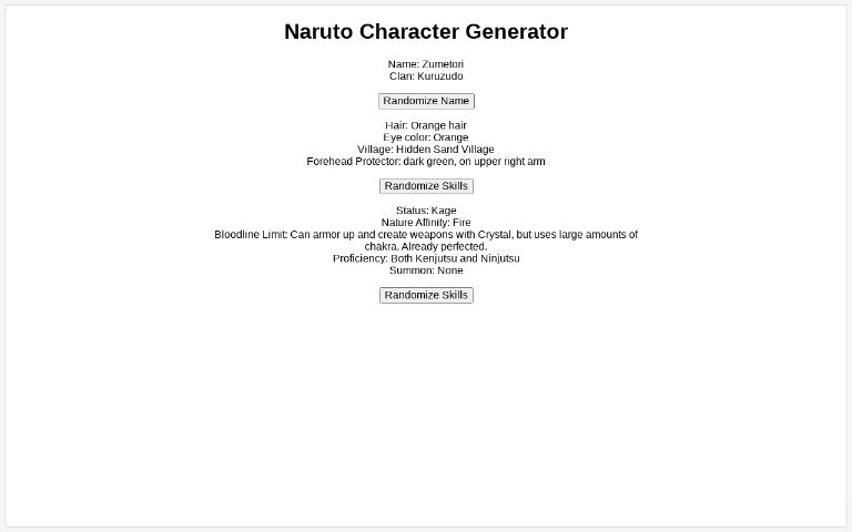 Naruto Character Generator