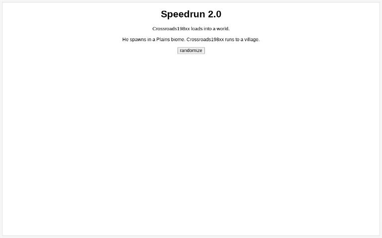 Speedrun 2.0 ― Perchance Generator