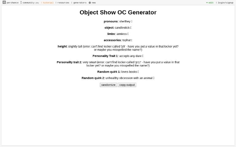 Object Show OC Generator