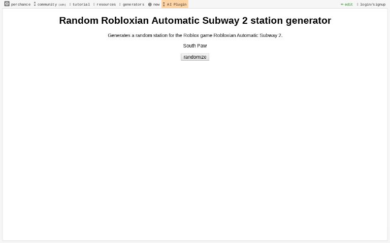 Random Robloxian Automatic Subway 2 station generator