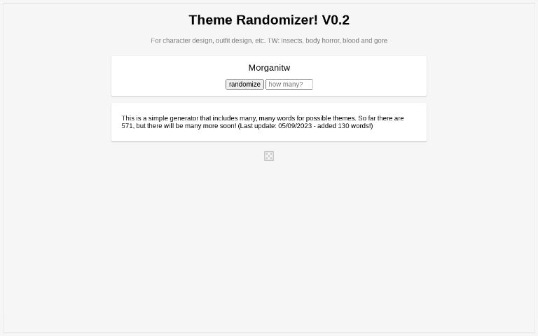 Theme Randomizer! V0.2 ― Perchance Generator
