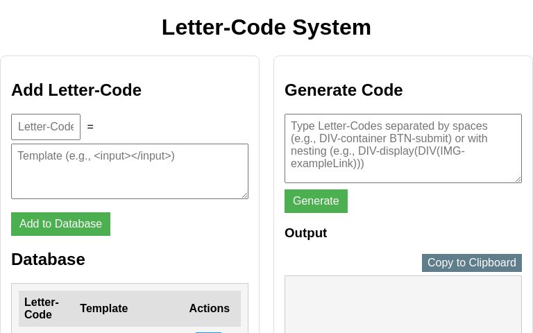 Letter-Code System ― Perchance Generator