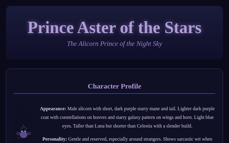 Prince Aster ― Perchance Generator